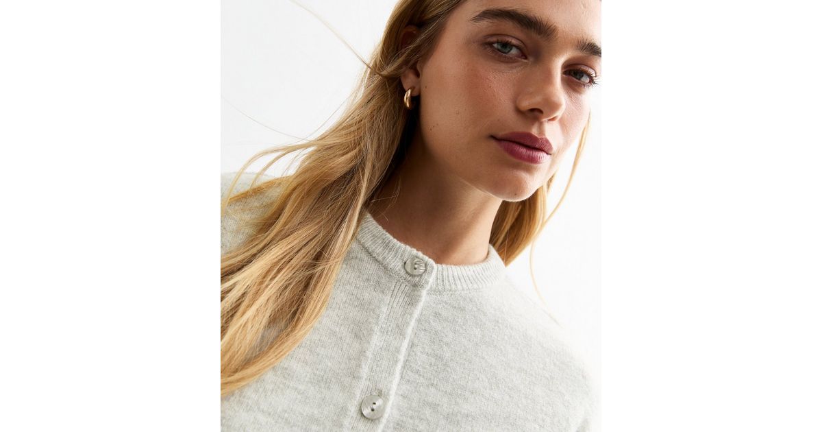 Light Grey Crew Neck Cardigan | New Look
