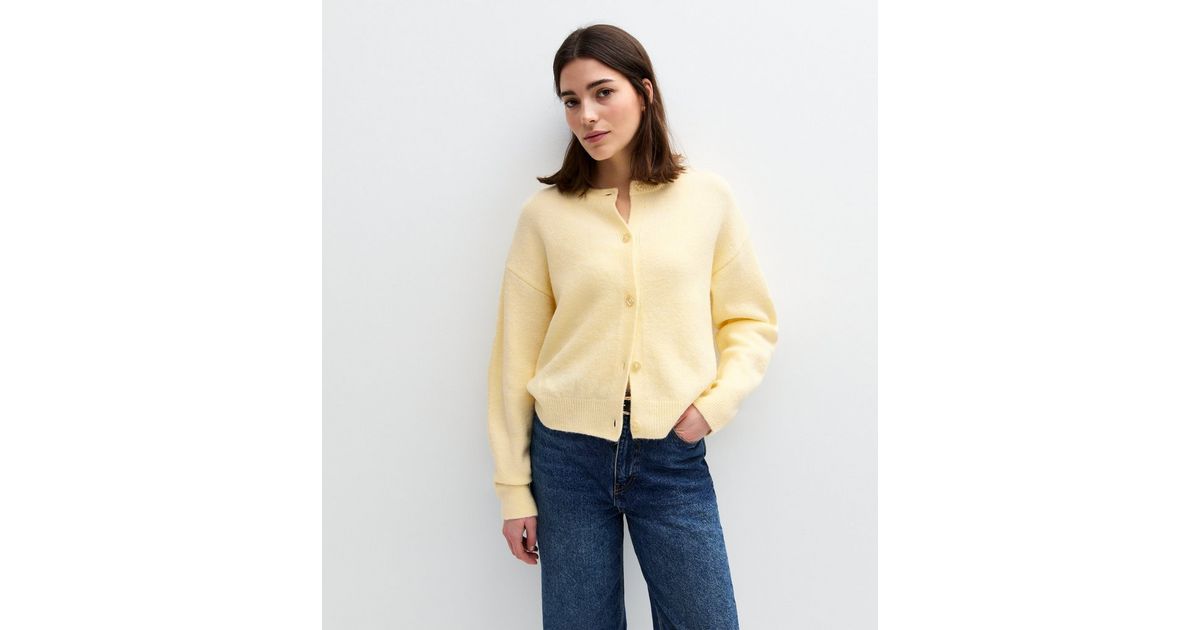 Light Yellow Crew Neck Cardigan | New Look