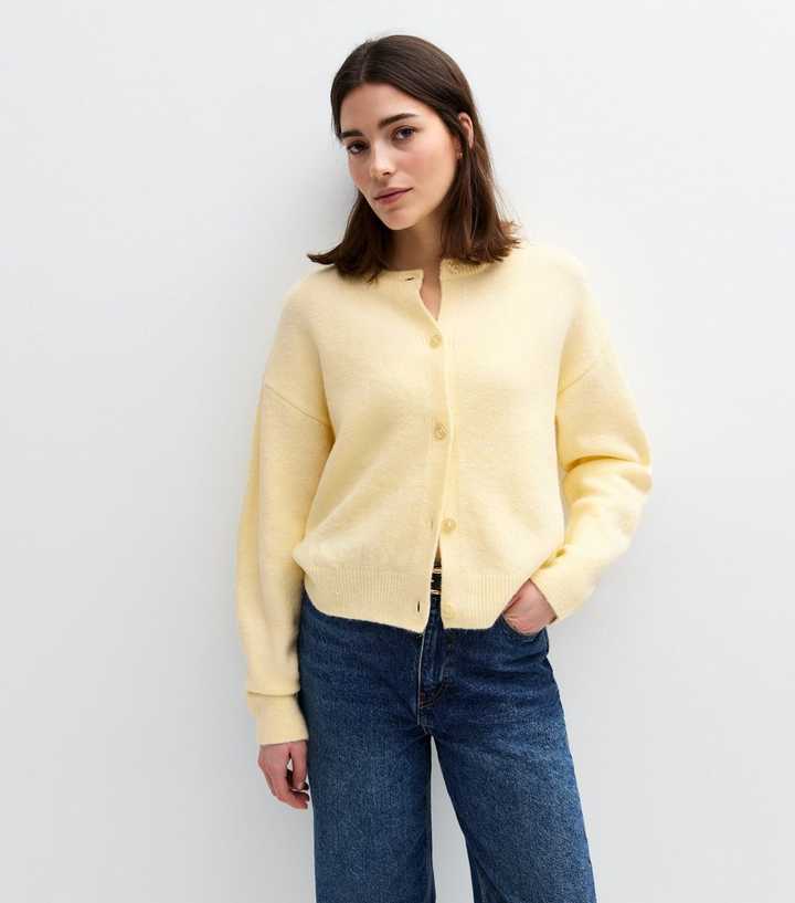 Light Yellow Crew Neck Cardigan | New Look
