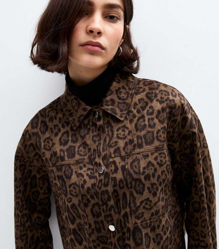 Brown Animal Print Faux Suede Shacket | New Look
