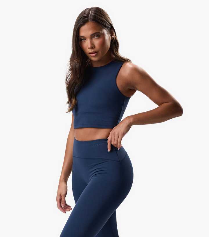 Gym King Navy Crop Tank Top | New Look