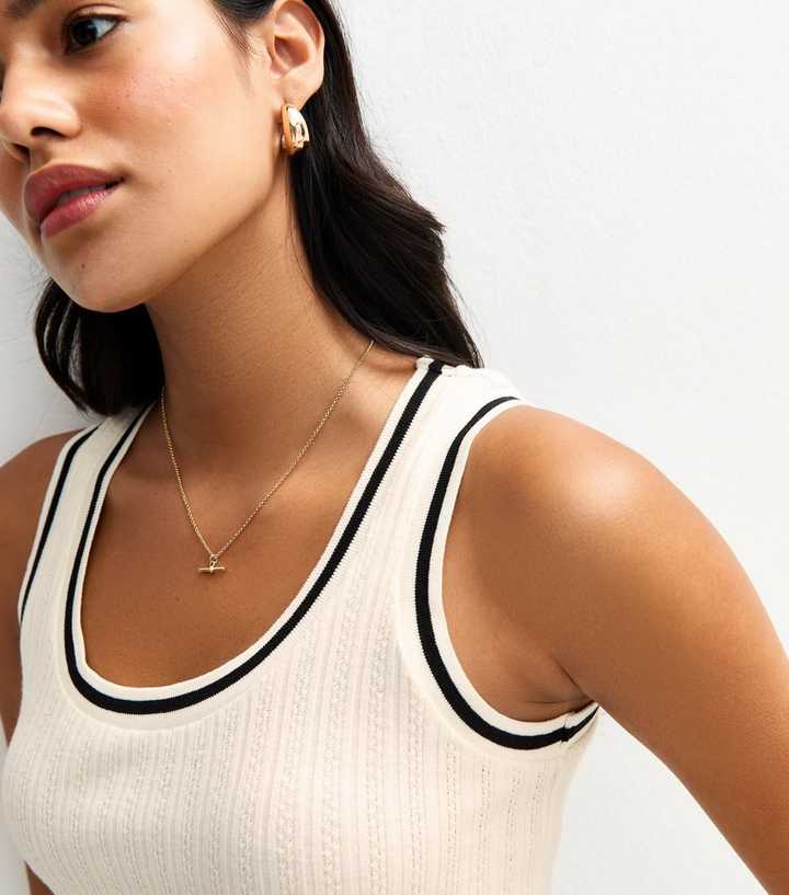 White Soft Touch Pointelle Scoop Neck Vest | New Look