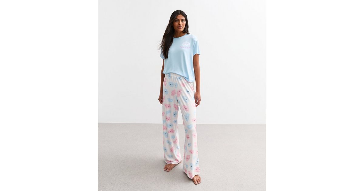 Light Blue Head In The Clouds Printed Pyjama Set | New Look