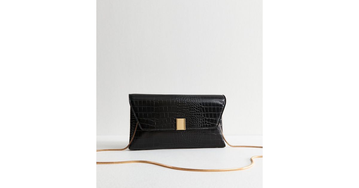Black Faux Leather Oversized Clutch Bag | New Look