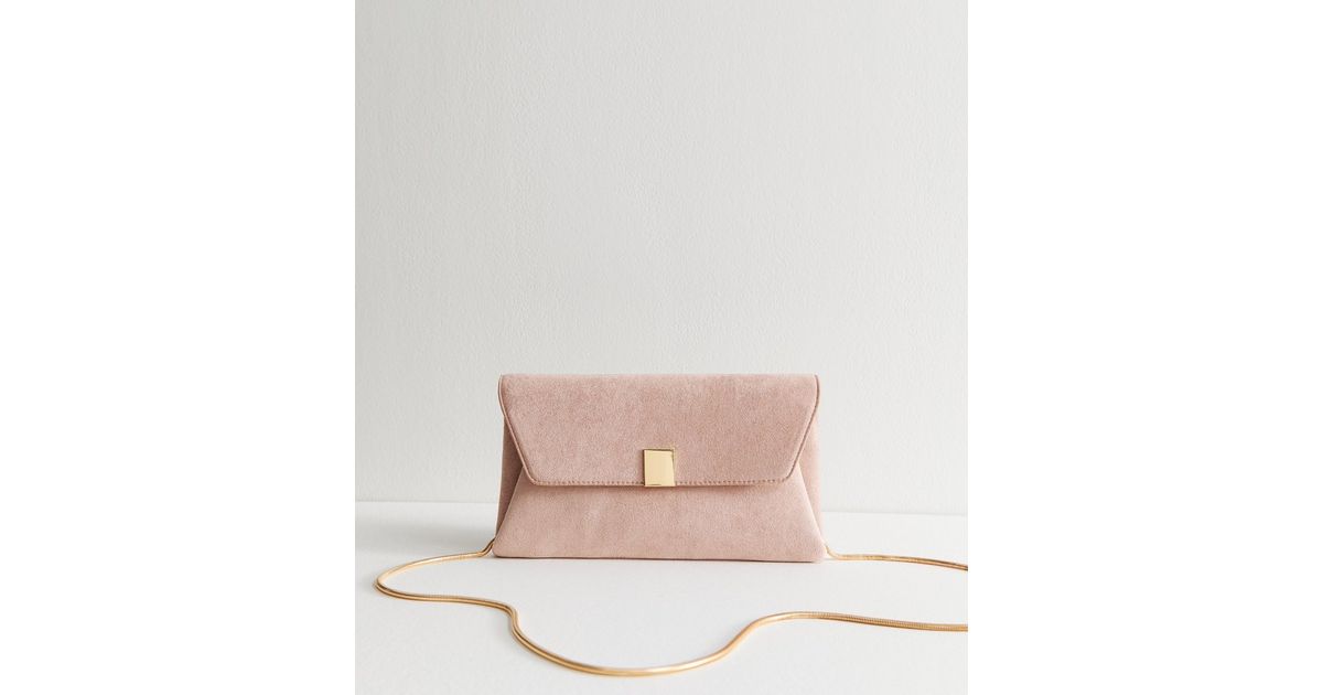 Pink Faux Suede Oversized Clutch Bag | New Look