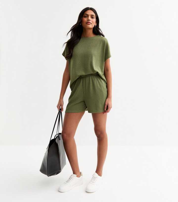 Green Textured Shorts | New Look