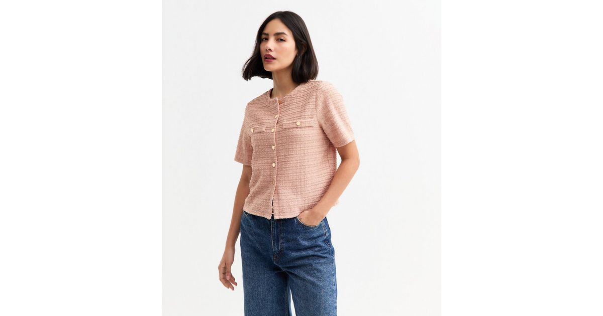 Mink Textured Button Up Top | New Look
