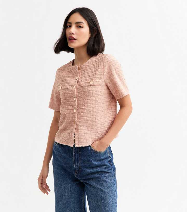 Mink Textured Button Up Top | New Look