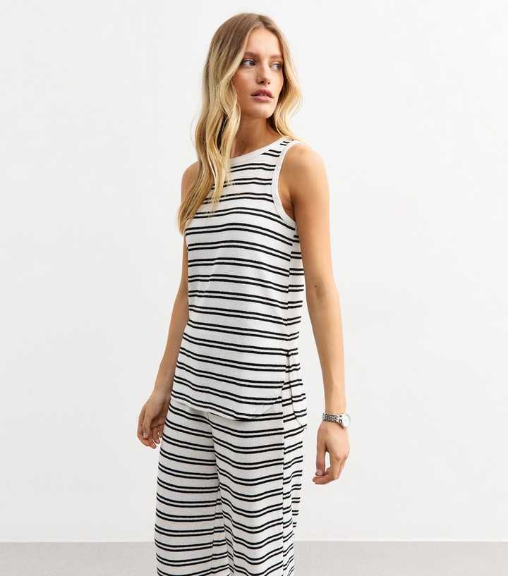 White Stripe Textured Vest Top | New Look