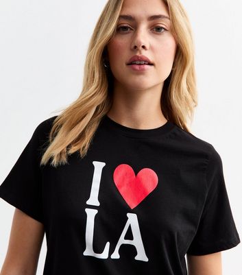 Black LA Print Jersey T-Shirt | New Look
