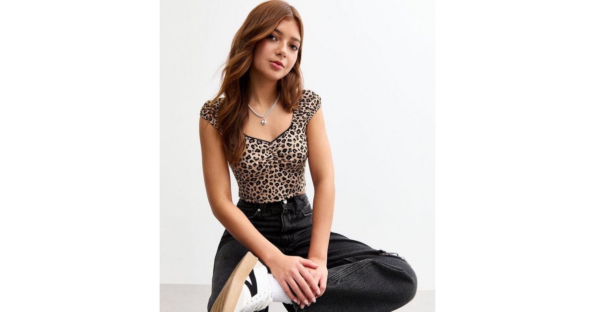 Girls Brown Leopard Print Crop Top | New Look