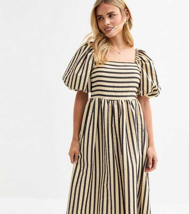Petite Off White Striped Midi Dress | New Look
