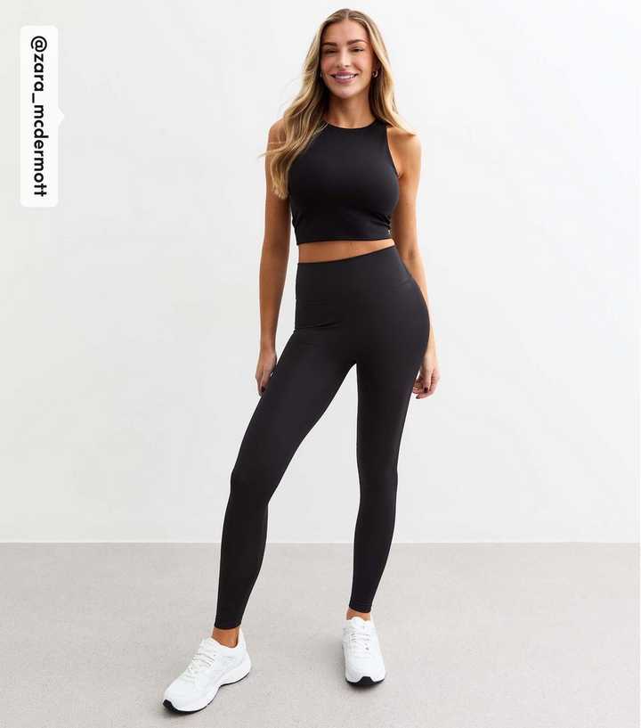Rise by Zara McDermott Black Active Plain Leggings | New Look