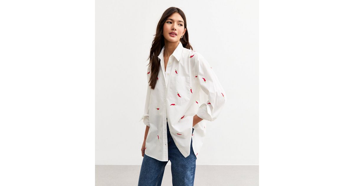 White Chilli Embroidered Shirt | New Look