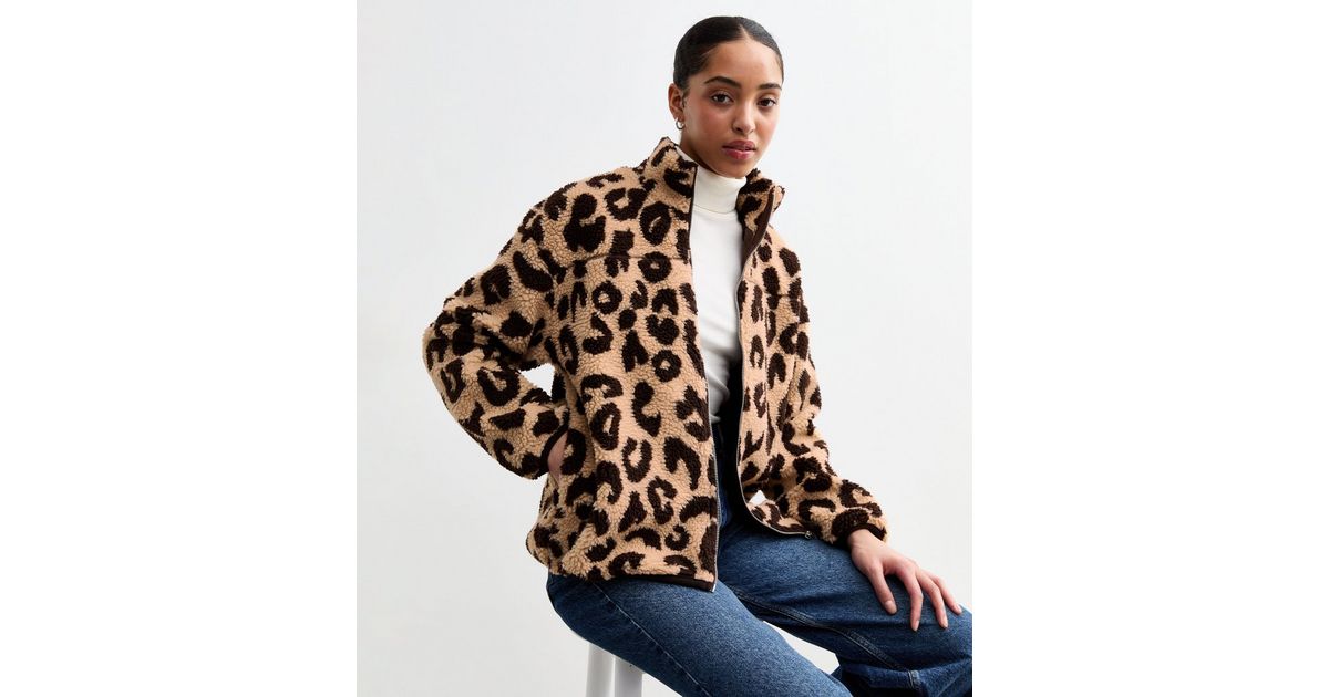 Brown Leopard Print Borg Jacket | New Look
