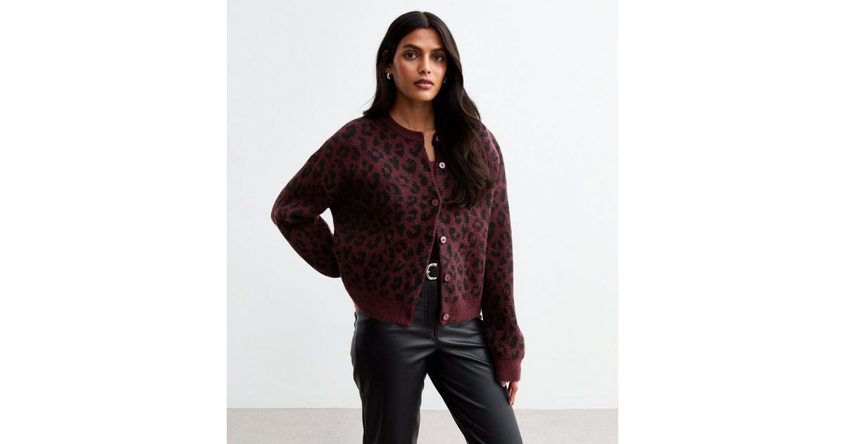 Red Animal Print Knitted Cardigan | New Look