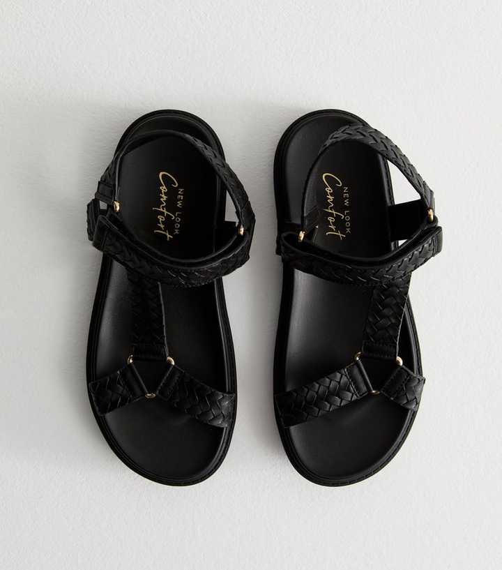 Black Woven Strap Sandals | New Look