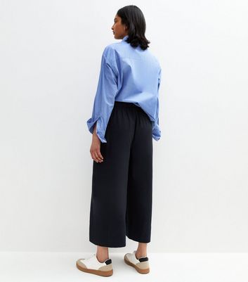 Navy linen cropped trousers store