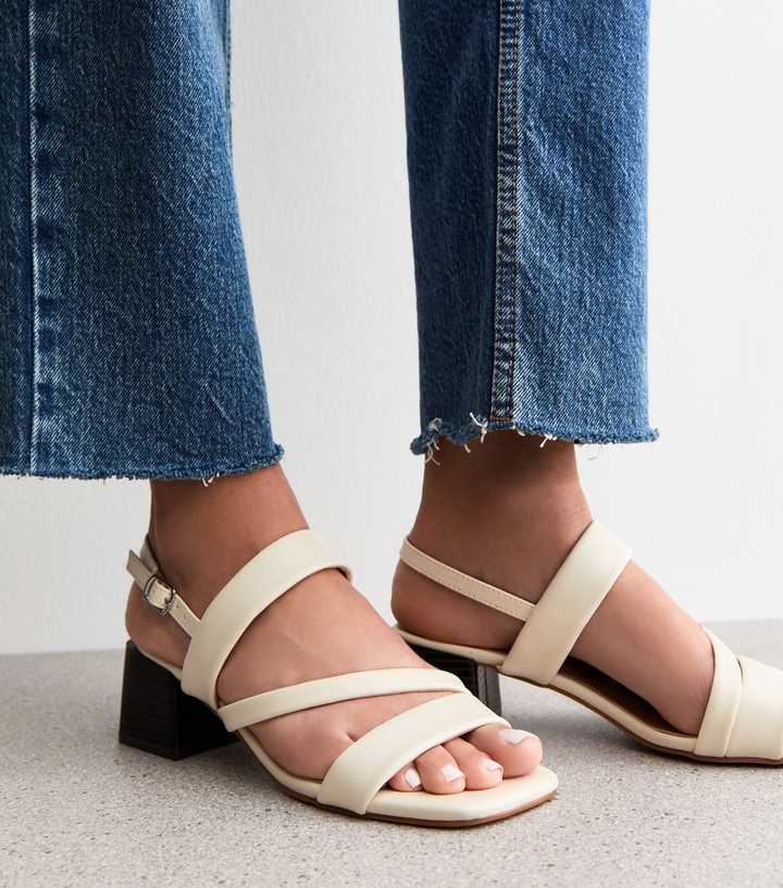 Off White Block Heel Open Toe Sandals | New Look