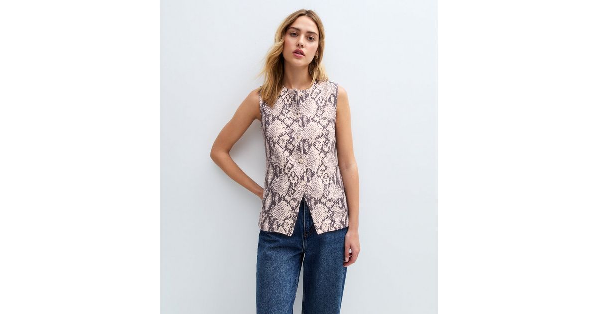 Off White Soft Touch Snake Print Waistcoat | New Look