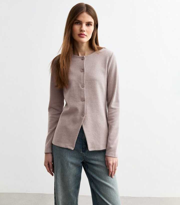 Mink Soft Touch Crew Neck Cardigan | New Look
