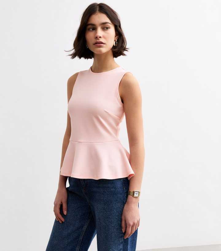 Light Pink Sleeveless Peplum Hem Top | New Look