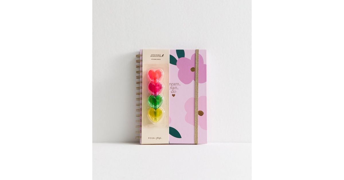 Pink Floral Dream Plan Do Notebook and Stackable Highlighter Pens | New ...