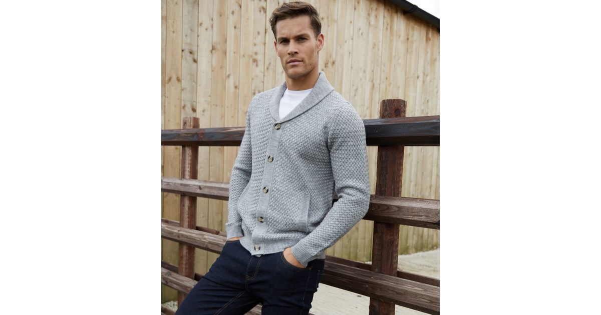 Threadbare Grey Lindow Knit Shawl Cardigan | New Look