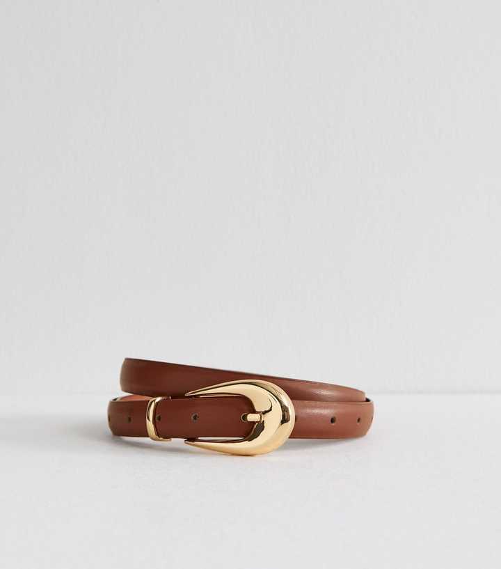 Tan Chunky Buckle Faux Leather Belt | New Look