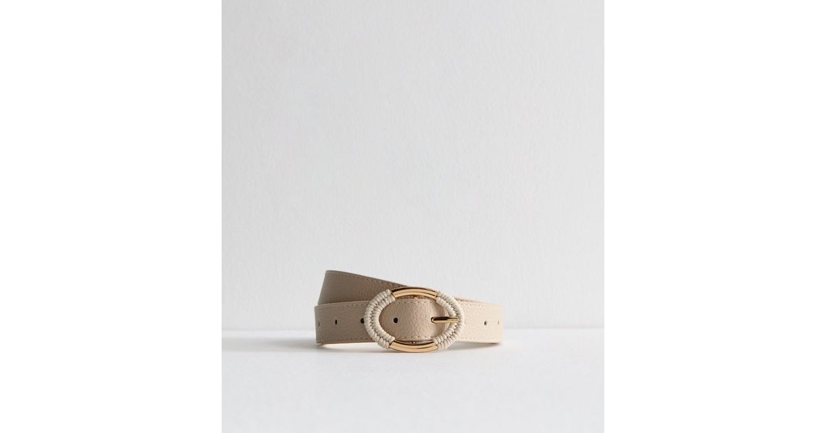 Cream Wrapped Buckle Faux Leather Belt | New Look