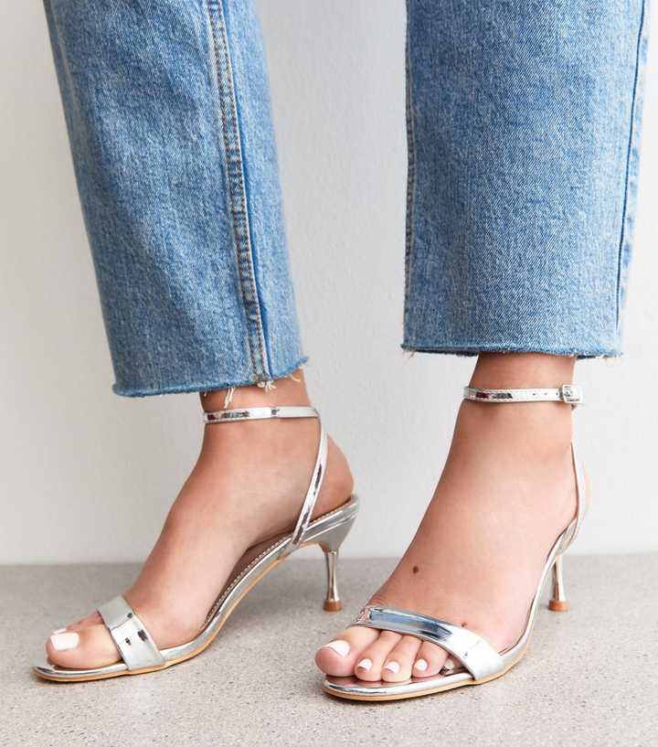 Public Desire Silver Strut Open Toe Sandals | New Look
