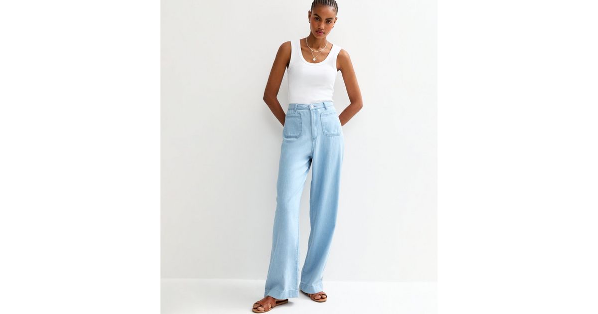Tall Light Blue Patch Pocket Jeans | New Look