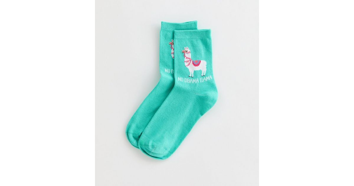 Teal No Drama Llama Socks | New Look