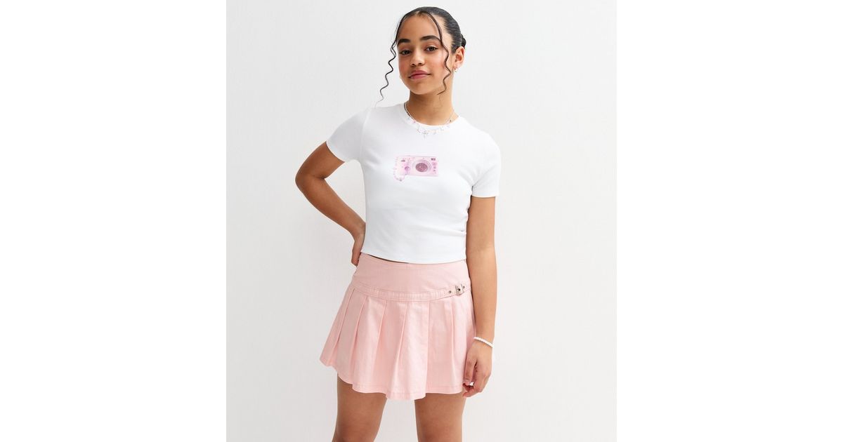 Girls Pink Buckle Detail Pleated Skort | New Look