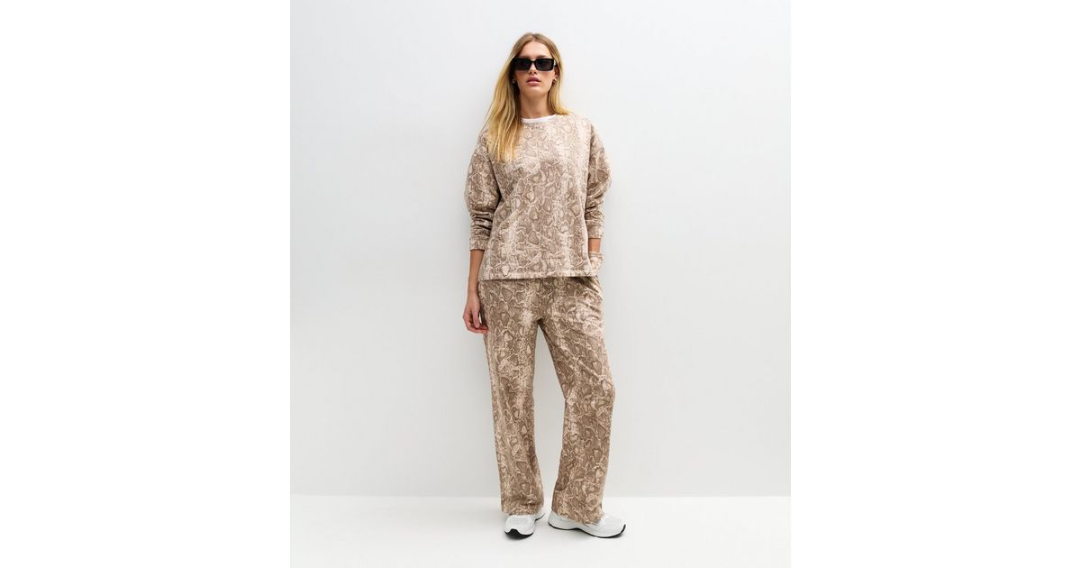 Off White Snake Print Wide Leg Joggers | New Look