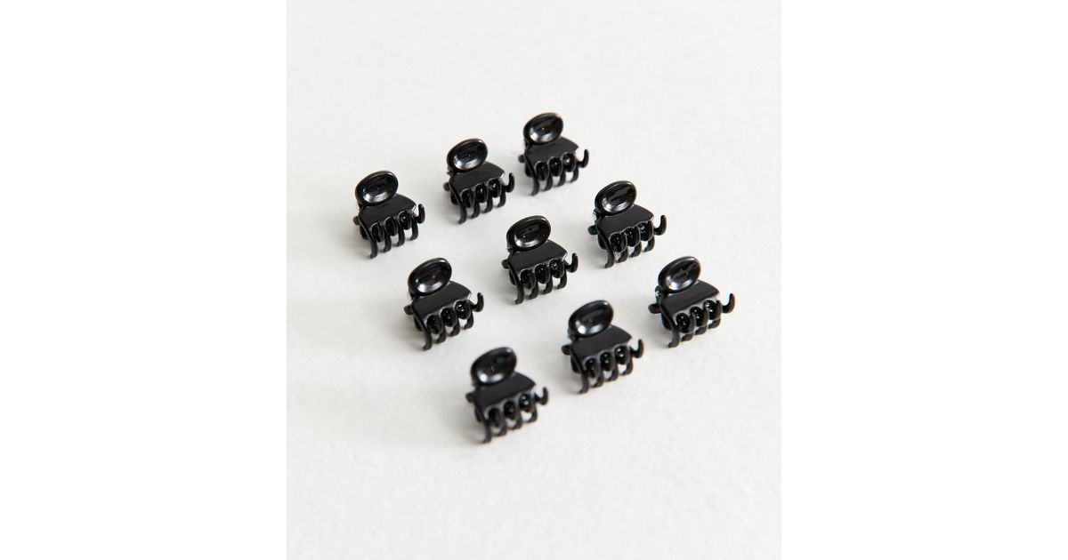 Pack of 9 Black Mini Claw Hair Clips | New Look