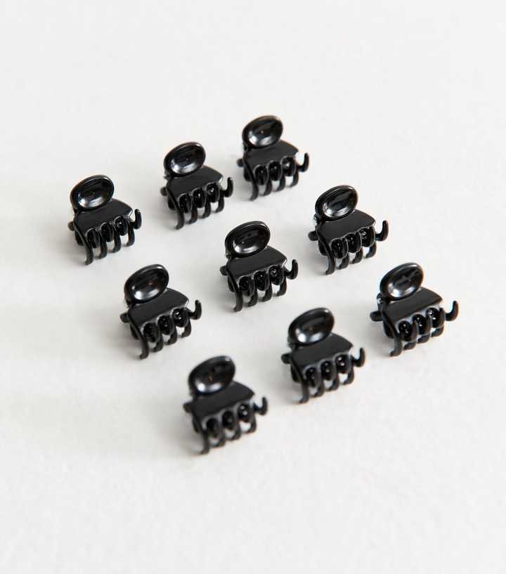 Pack of 9 Black Mini Claw Hair Clips | New Look