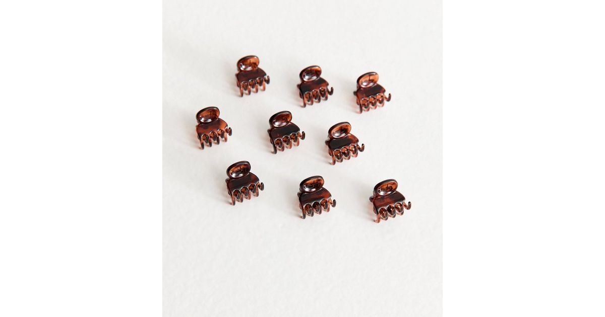 Pack of 9 Brown Mini Claw Hair Clips | New Look