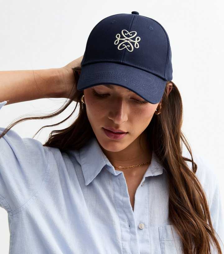Navy Emblem Embroidered Cap | New Look