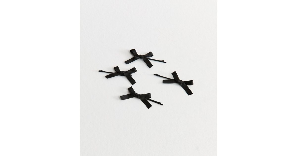 Pack of 4 Black Bow Kirby Grips | New Look
