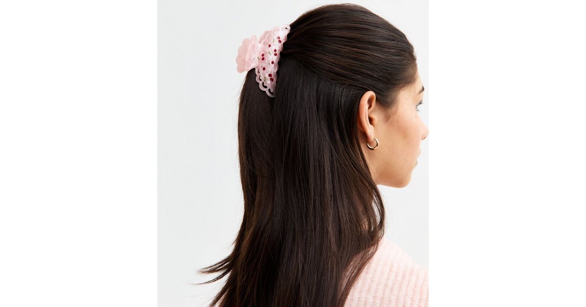 Pink Cherry Print Hair Claw Clip | New Look