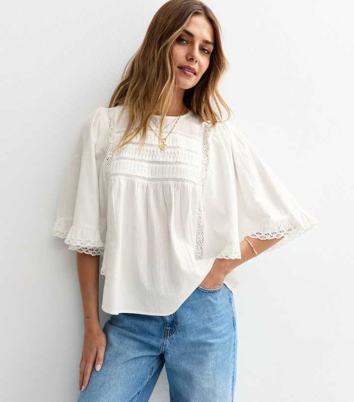 Batwing Blouses Women's Elegant Batwing Sleeve Blouse Lightweight Tie