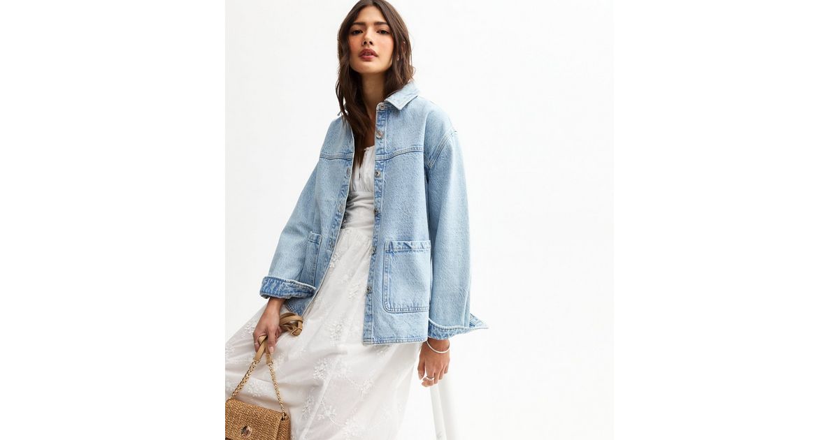 Blue Faded Denim Shacket | New Look