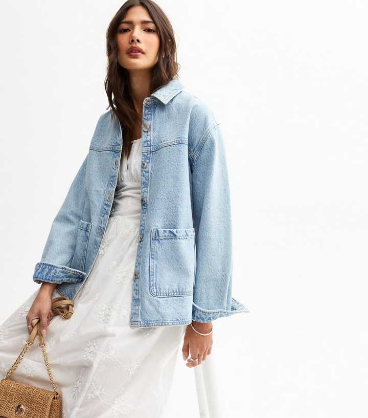 Blue Faded Denim Shacket | New Look