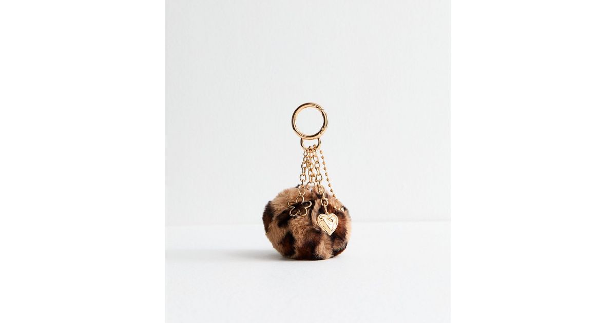 Brown Leopard Print Pom Pom Bag Charm | New Look