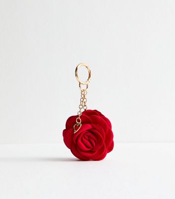 Red Satin Rose Bag Charm | New Look