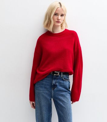 Red Crew Neck Knitted Jumper | New Look