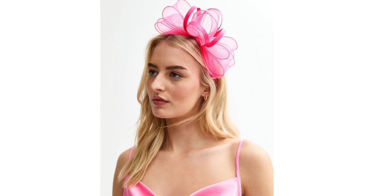 Bright Pink Mesh Bow Fascinator | New Look