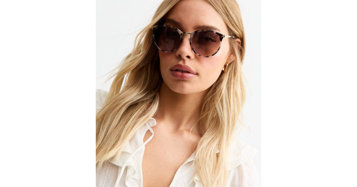 Brown Tortoiseshell Round Frame Sunglasses New Look