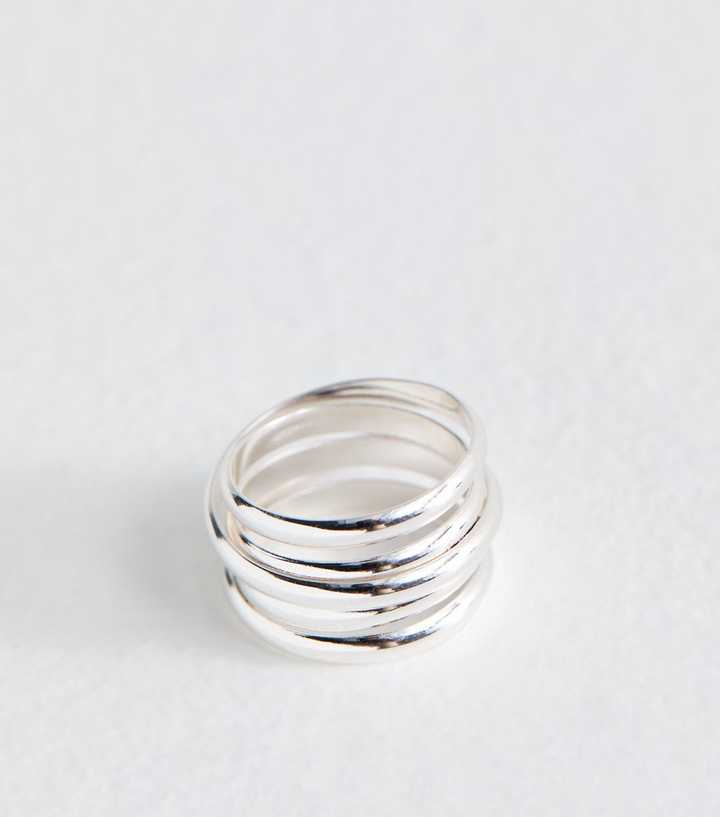 Silver Tone Wrap Effect Tube Ring | New Look
